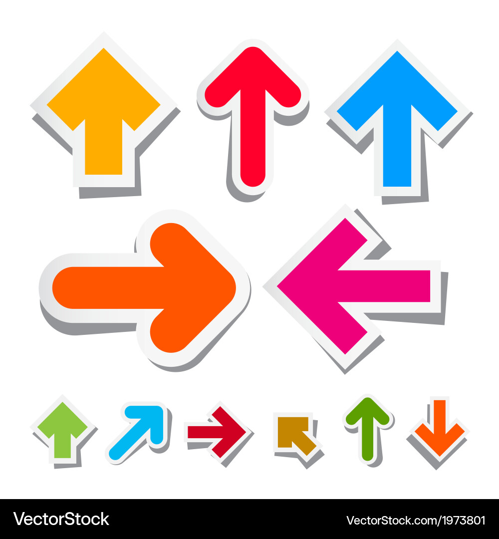 Colorful paper arrows set on blue background Vector Image