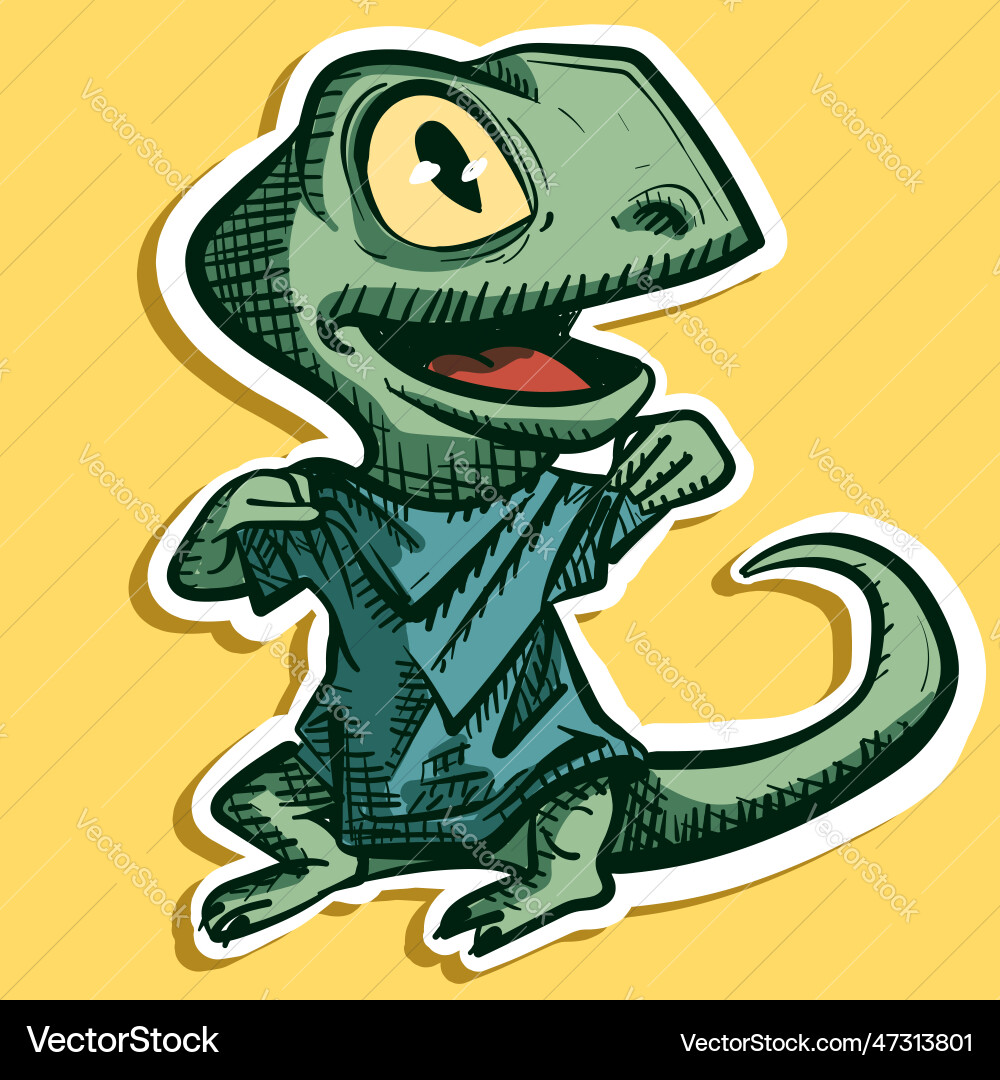 Digital art of a green small lizard Royalty Free Vector