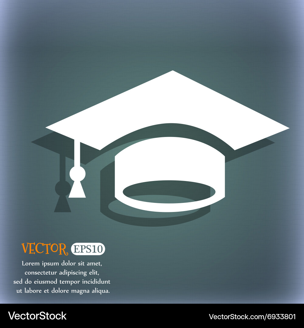 Graduation icon on the blue-green abstract Vector Image