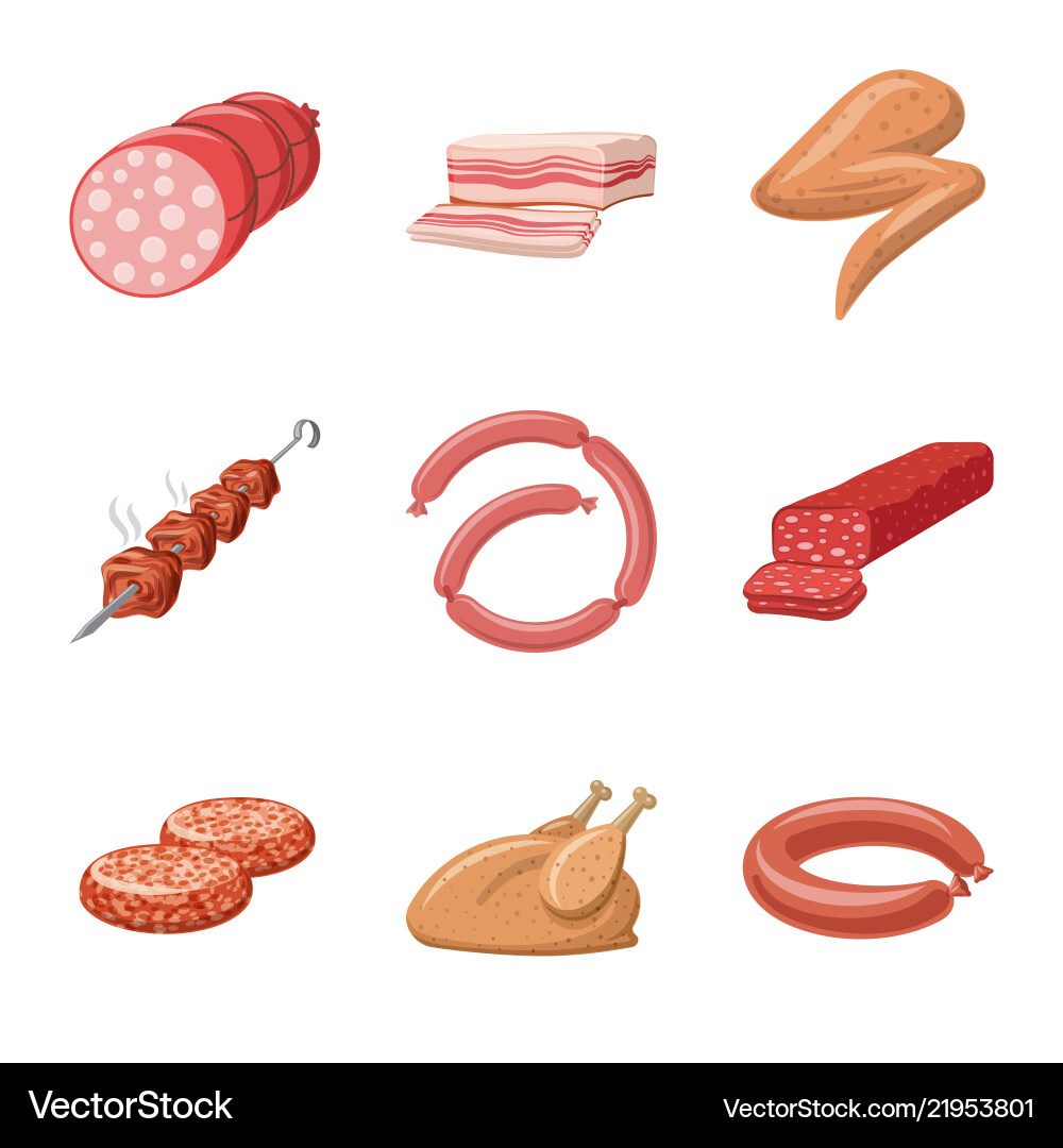 Isolated object of meat and ham icon set Vector Image