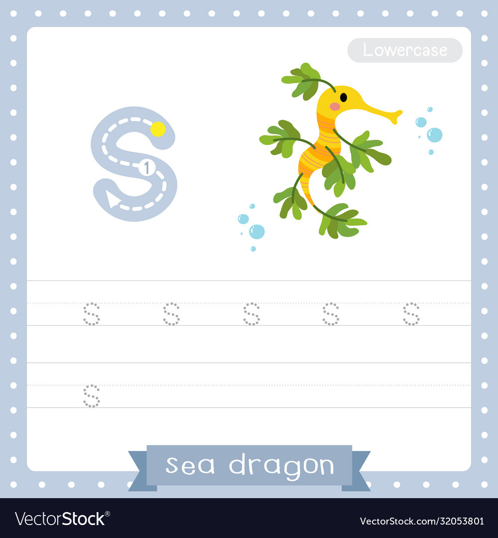 Letter s lowercase tracing practice worksheet Vector Image