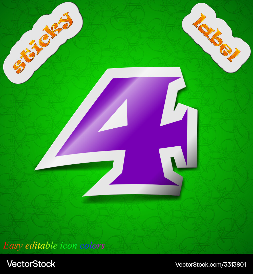 Number four icon sign symbol chic colored sticky Vector Image