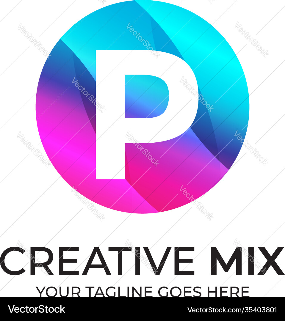 P alphabet colorful logo design concept Royalty Free Vector