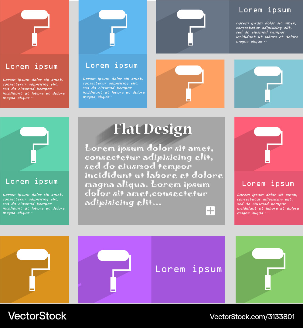 Paint roller sign icon painting tool symbol set Vector Image