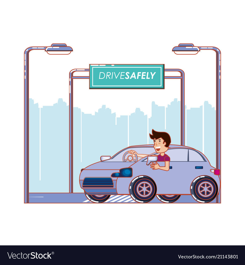 Person driving for driver safely campaign Vector Image