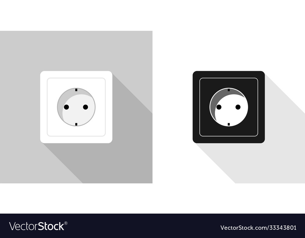 Power socket white and black icons Royalty Free Vector Image