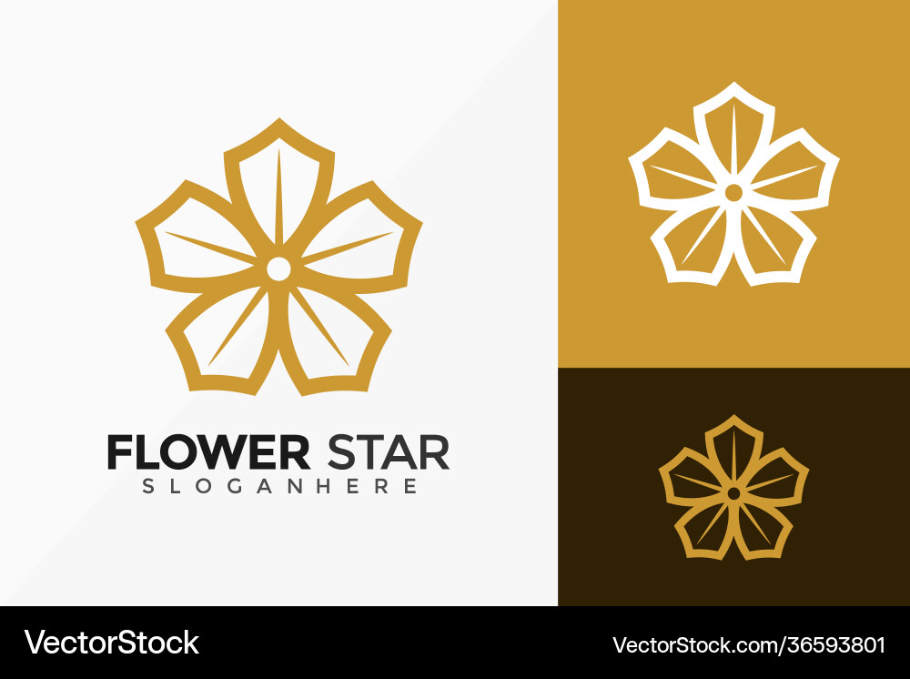 Royal flower star logo design abstract emblem Vector Image