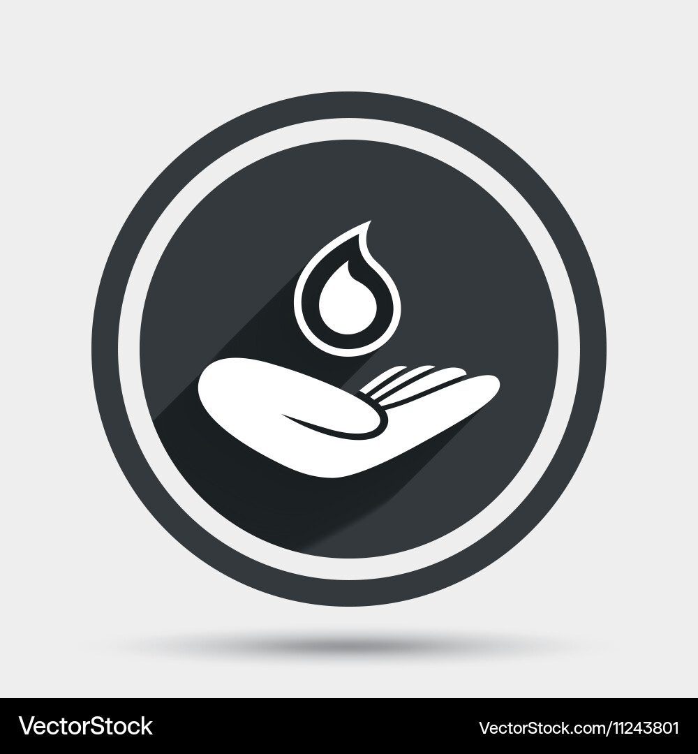 Save water sign hand holds drop symbol Royalty Free Vector