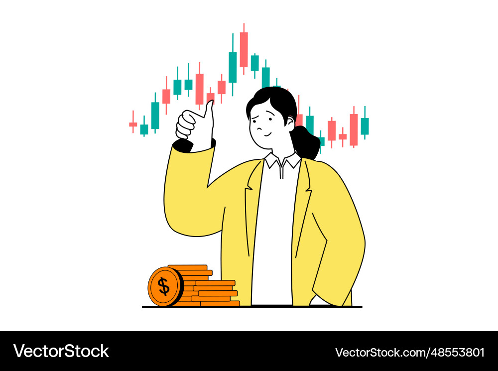 Stock trading concept with people scene in flat Vector Image
