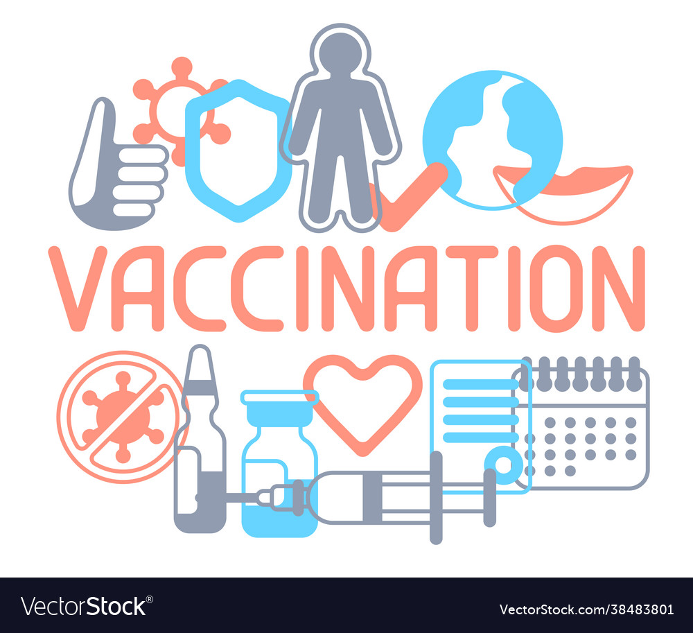 Vaccination concept background with vaccine icons Vector Image Vaccination concept background with vaccine icons Vector Image