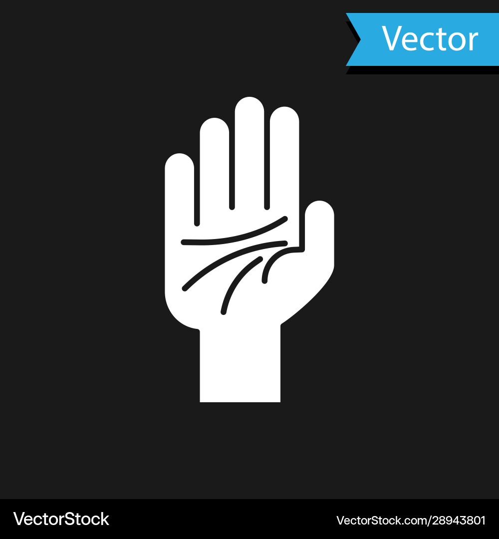 White palmistry hand icon isolated on black Vector Image