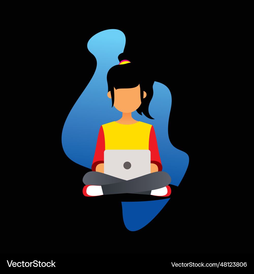 A girl with a laptop Royalty Free Vector Image