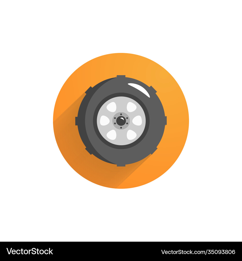 Car wheel colorful flat icon with long shadow Vector Image