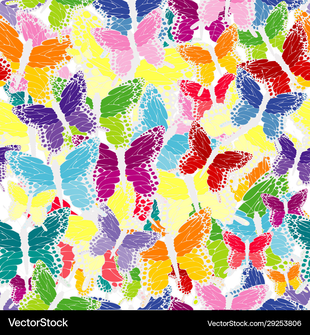 Colorful abstract seamless with butterflies Vector Image
