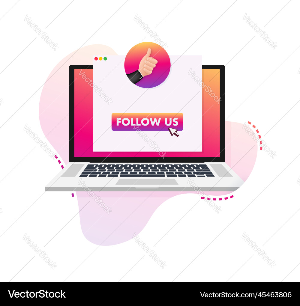 Follow us hand click icon finger click icon Vector Image