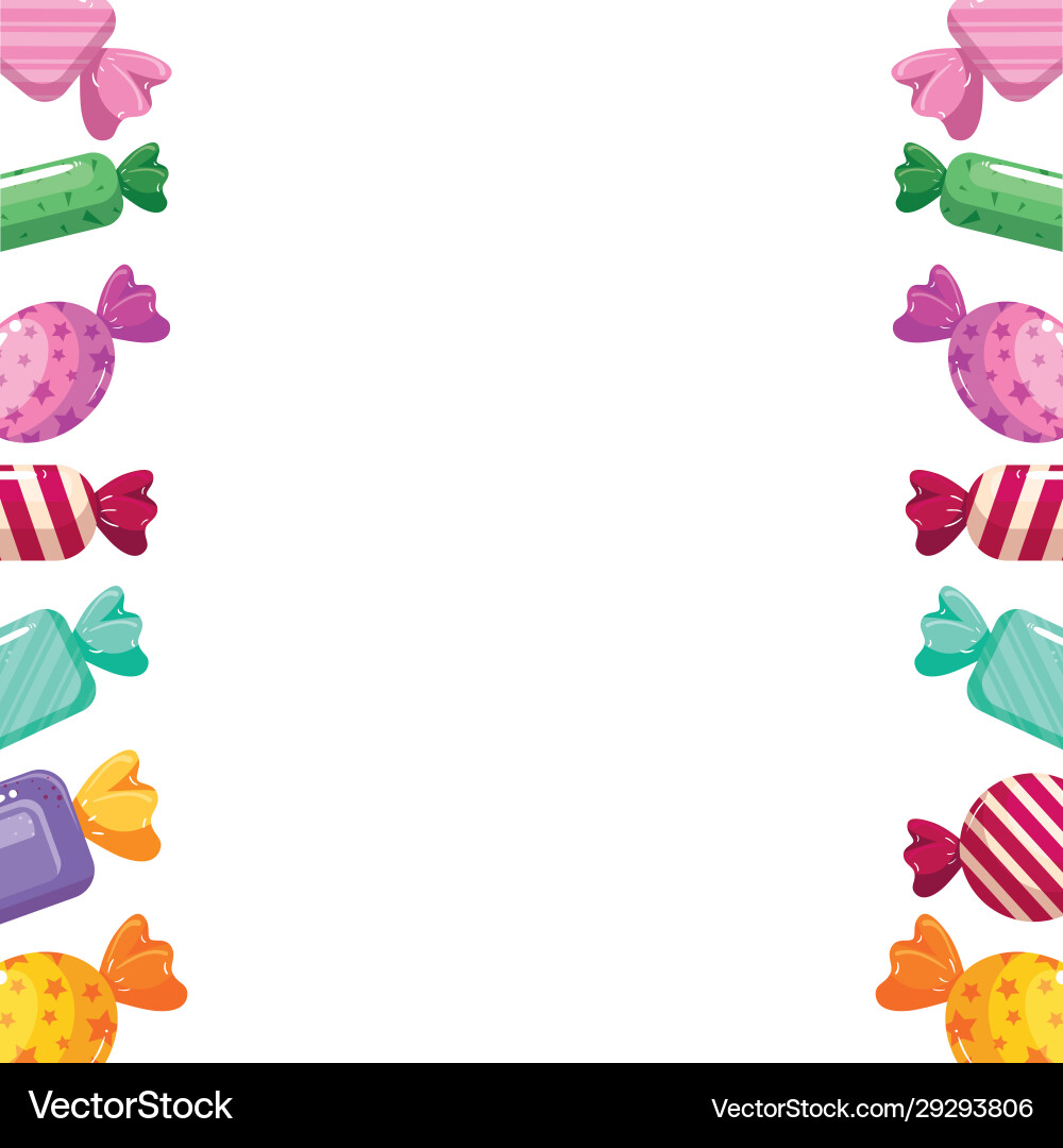 Frame delicious candies decoration Royalty Free Vector Image