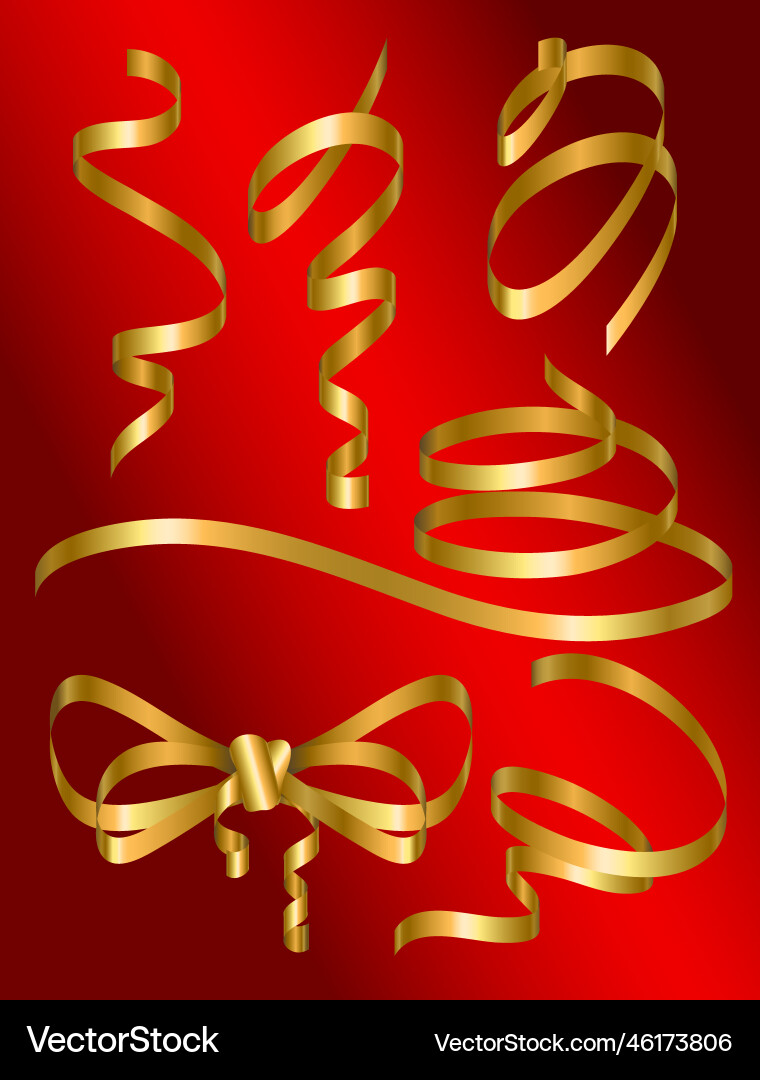 Gold holiday ribbon Royalty Free Vector Image - VectorStock