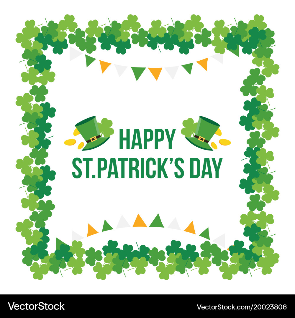 Happy stpatricks day shamrock clover frame Vector Image