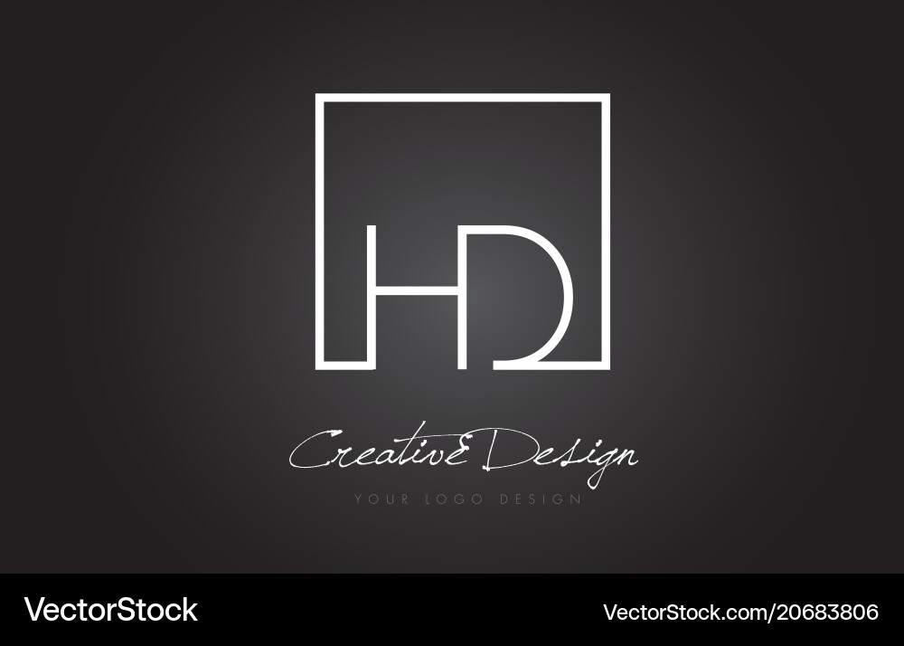 Hd square frame letter logo design with black and Vector Image