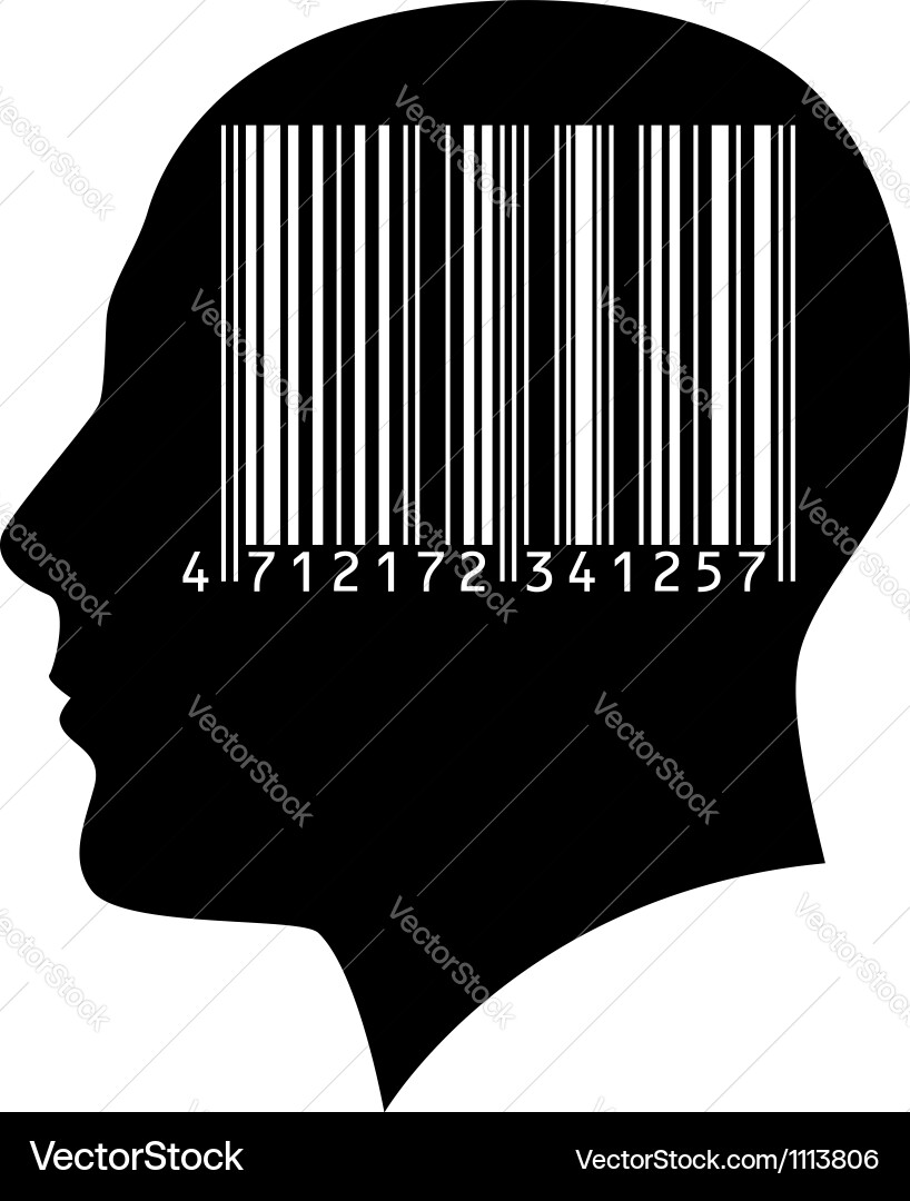 Head of a man with barcode Royalty Free Vector Image