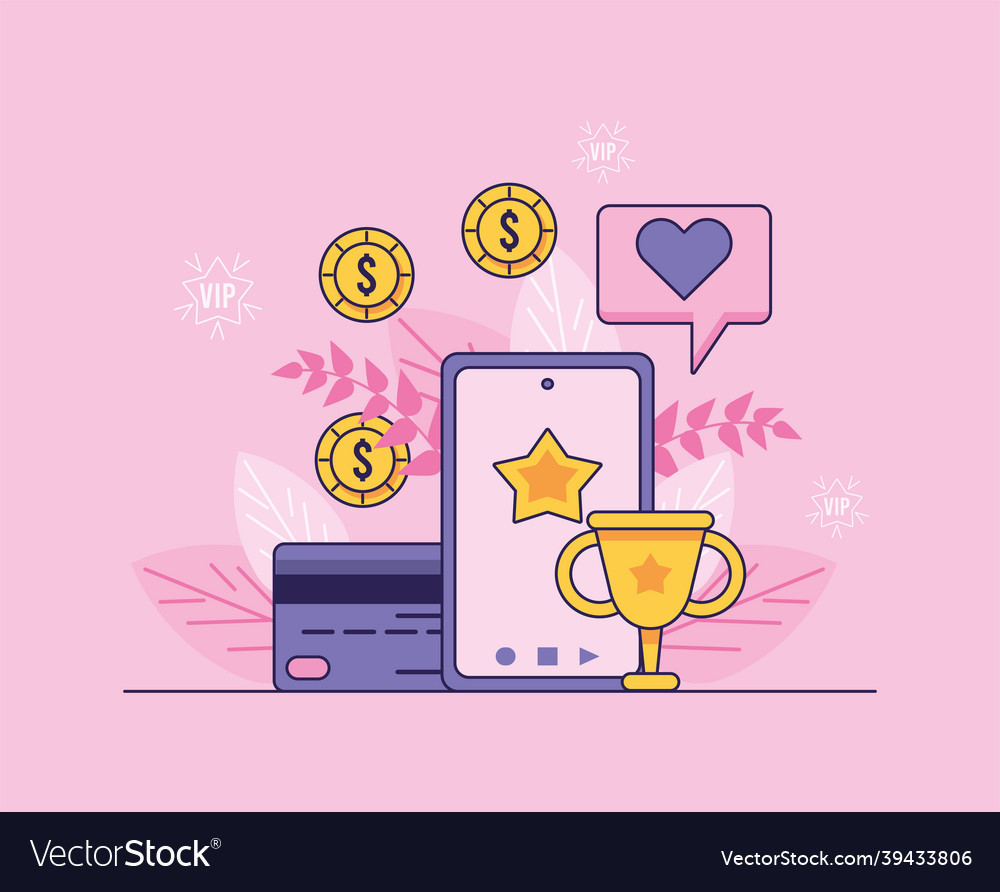 Loyalty program with trophy Royalty Free Vector Image