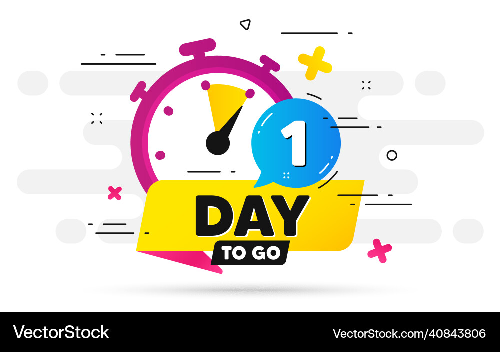 One day left icon 1 day to go Royalty Free Vector Image