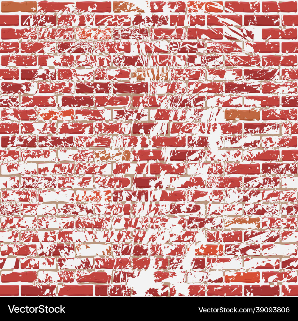 Pattern of red brick wall with shabby plaster Vector Image