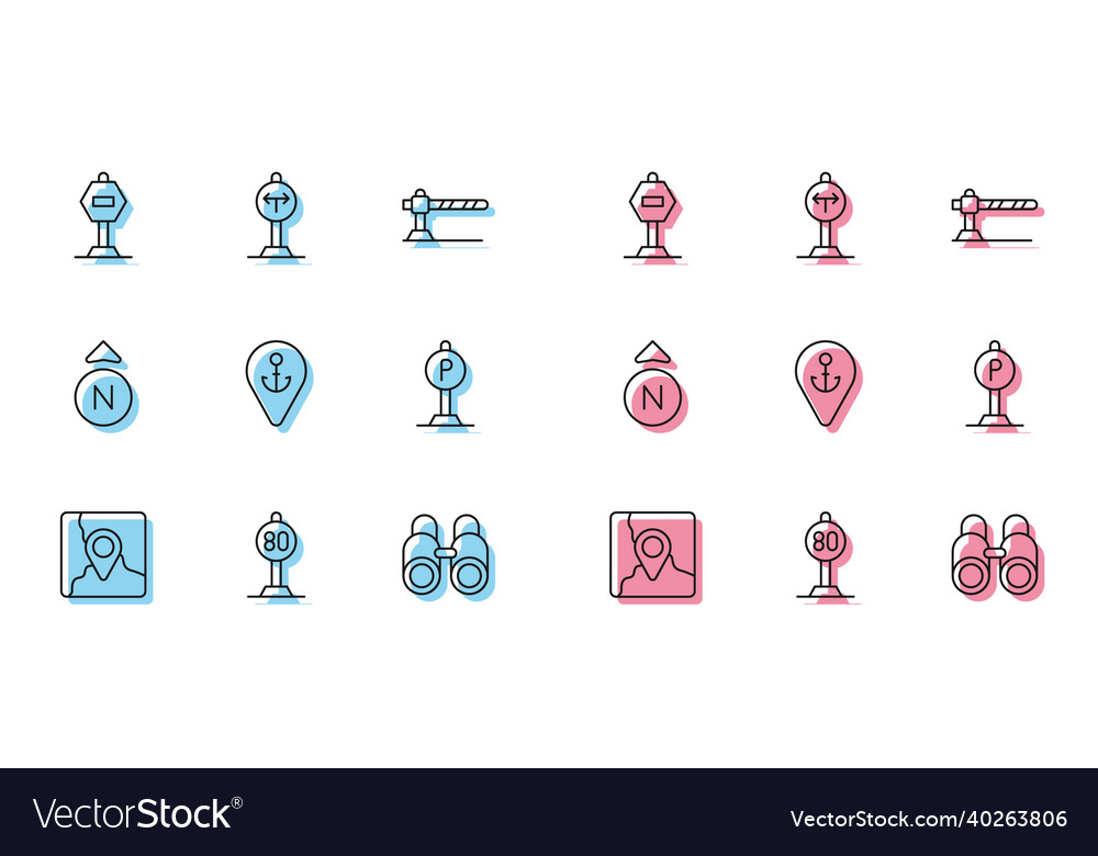Set line folded map with location marker speed Vector Image