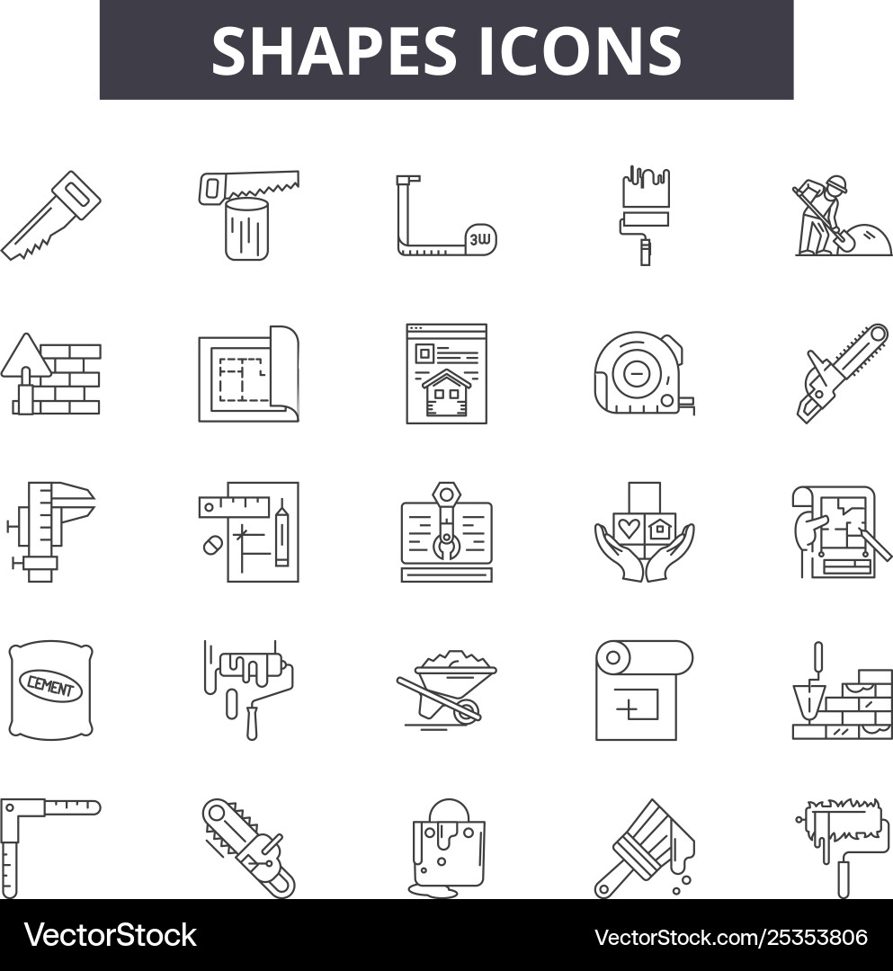 Shapes line icons signs set linear Royalty Free Vector Image