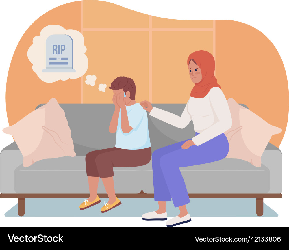 Teen with panic disorder 2d isolated Royalty Free Vector