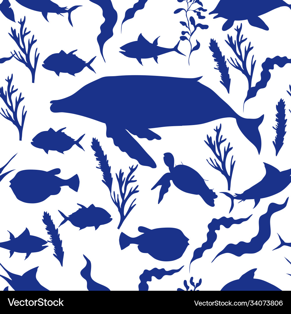 Underwater creature and marine life with fish Vector Image