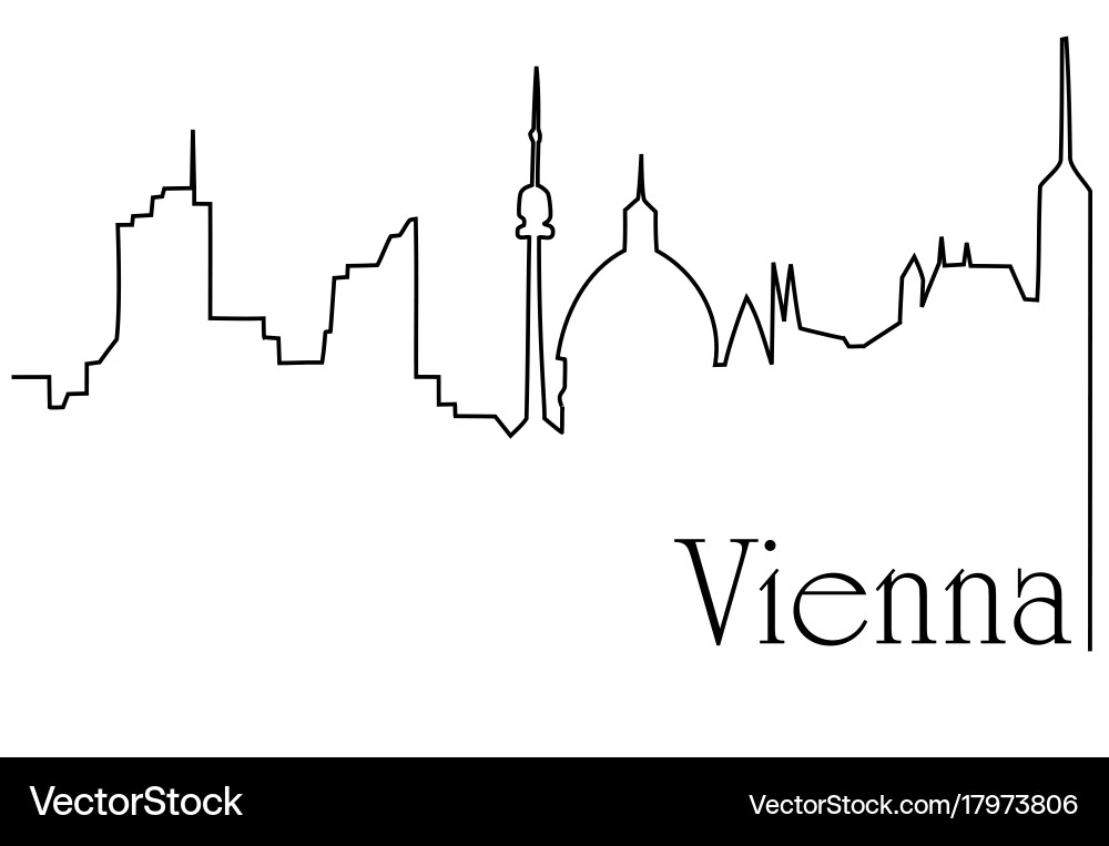 Vienna city one line drawing background Royalty Free Vector