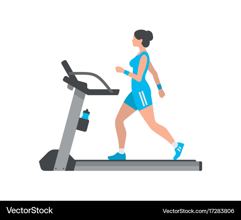 Woman running on treadmill Royalty Free Vector Image