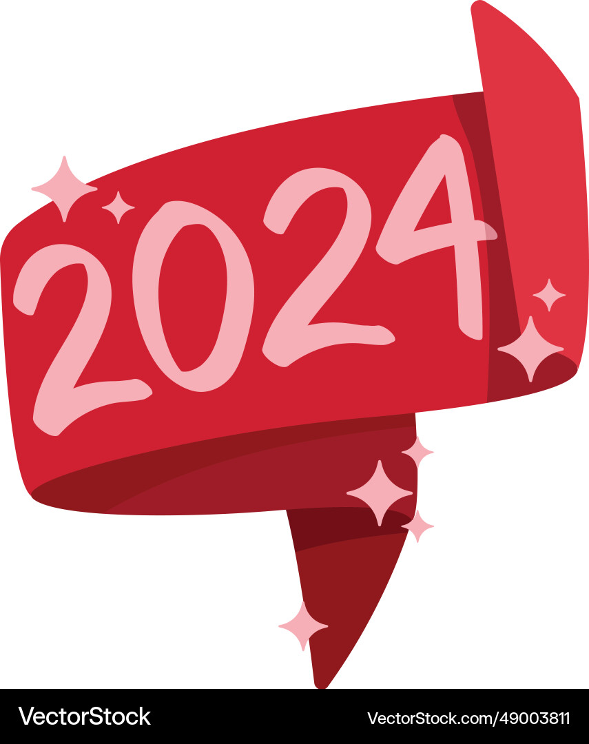 2024 number ribbon decoration Royalty Free Vector Image