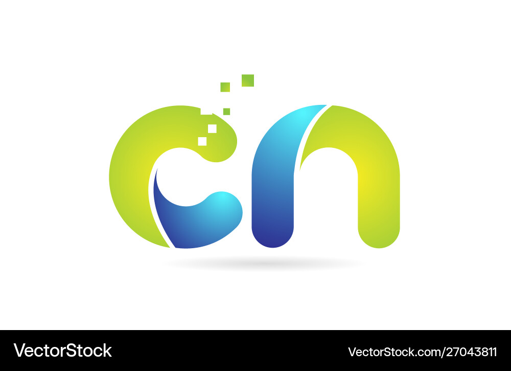 Cn c n blue green combination alphabet letter Vector Image