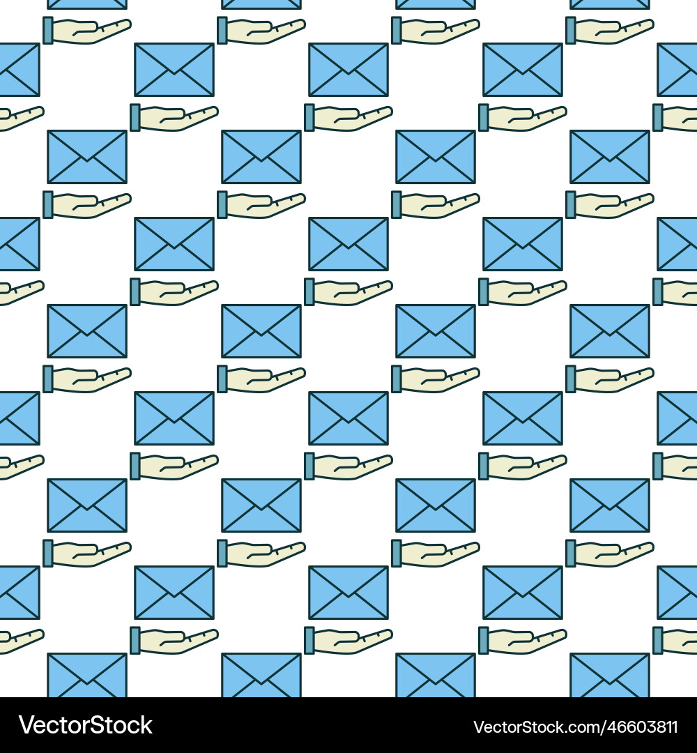 Envelope on hand concept colorful seamless pattern