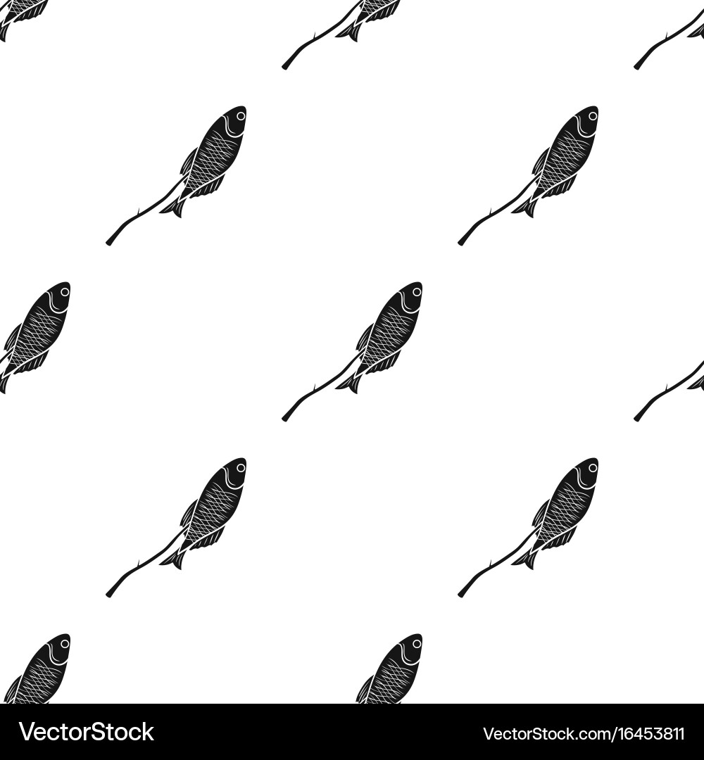Fried fish icon in black style isolated on white Vector Image