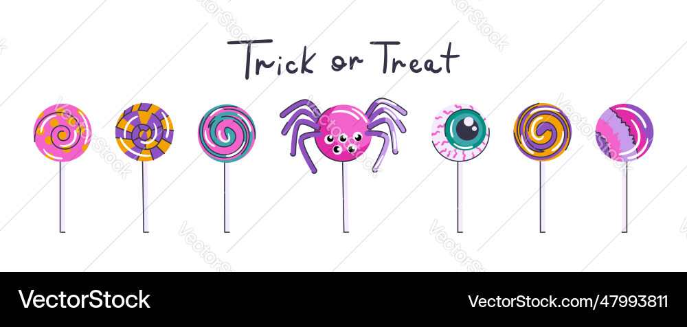 Halloween candies lollipops set Royalty Free Vector Image