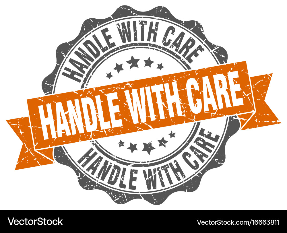 Handle with care stamp sign seal Royalty Free Vector Image