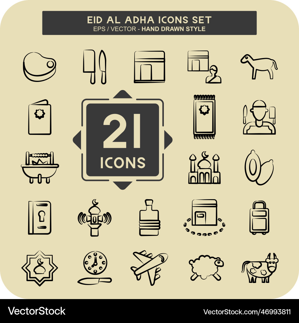 Icon set eid al adha related to islamic symbol Vector Image