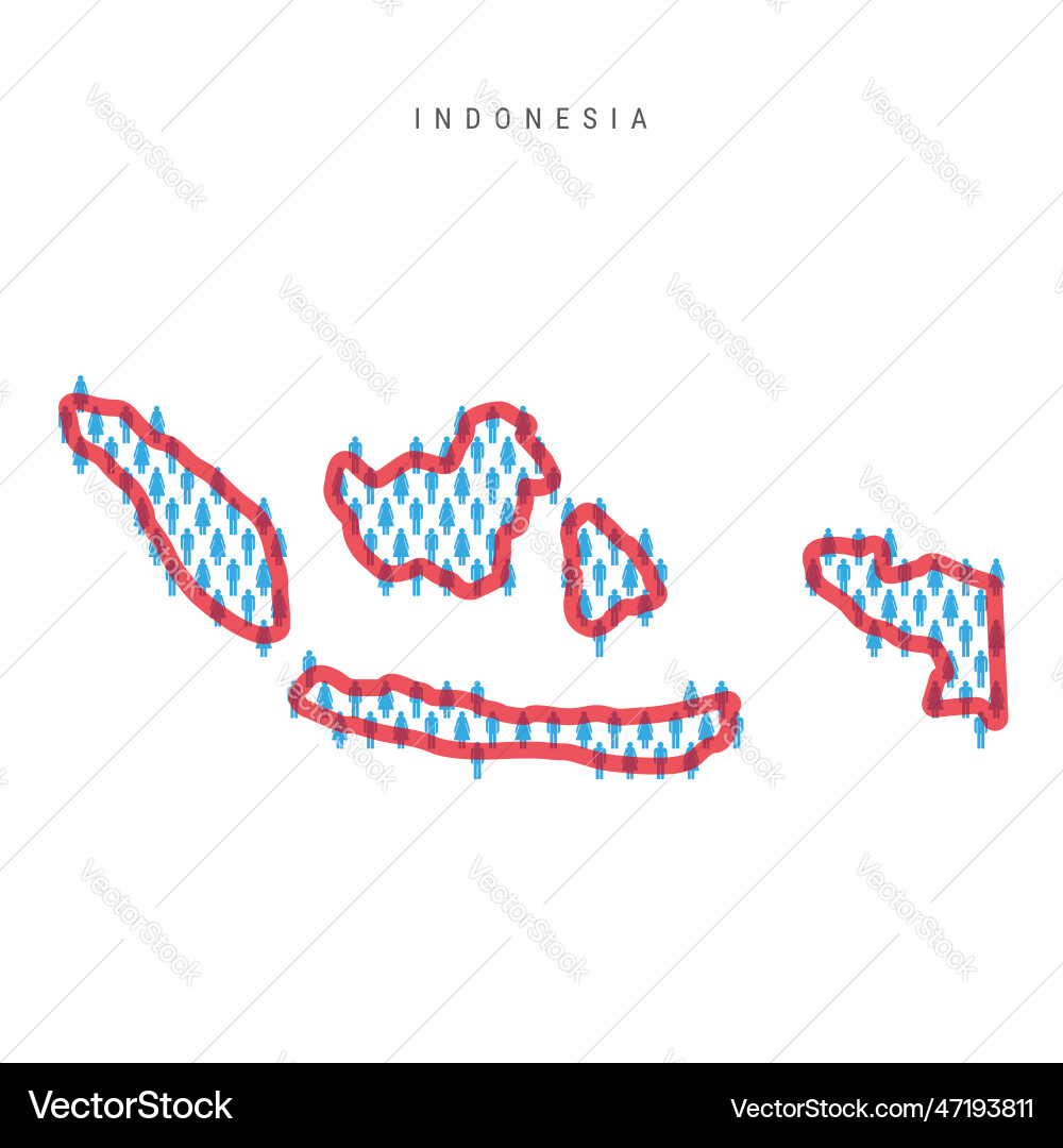Indonesia population map stick figures indonesian Vector Image