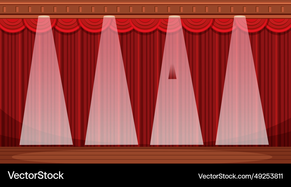 Limelight curtain stage background cartoon Vector Image