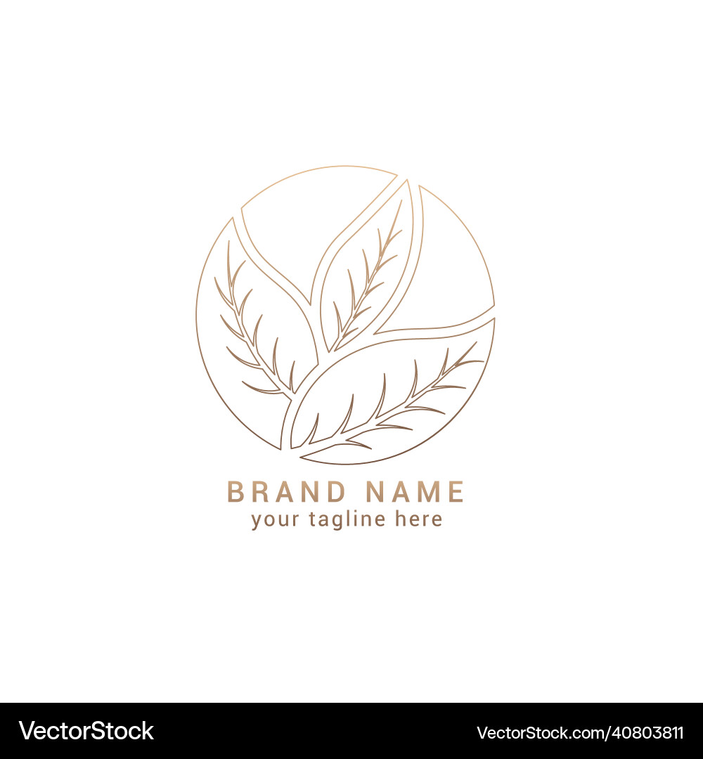 Logo round emblem flower in a circle and linear Vector Image