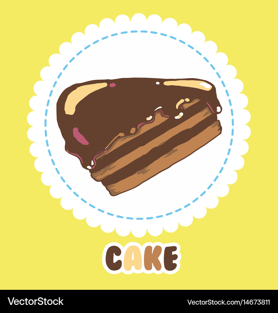 Piece of chocolate cake with icing icon Royalty Free Vector