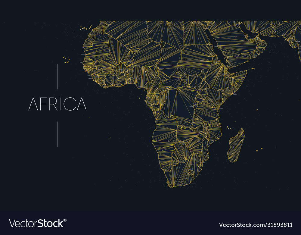 Polygonal map african continent with nodes Vector Image Polygonal map african continent with nodes Vector Image