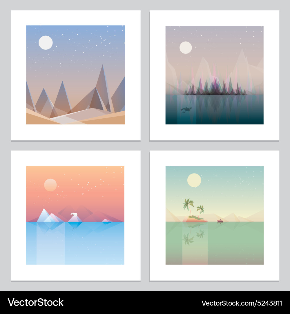 Set of smooth polygonal landscape designs Vector Image