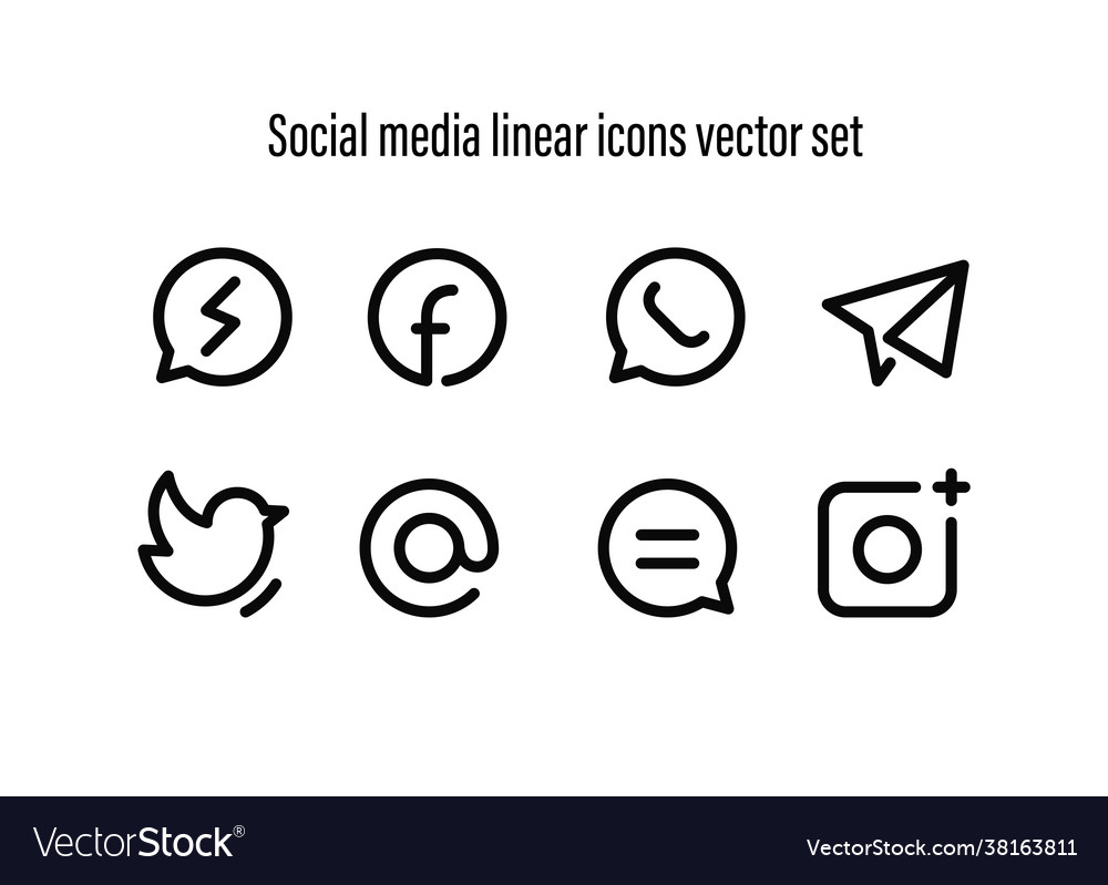 Social media linear icons set Royalty Free Vector Image Social media linear icons set Royalty Free Vector Image