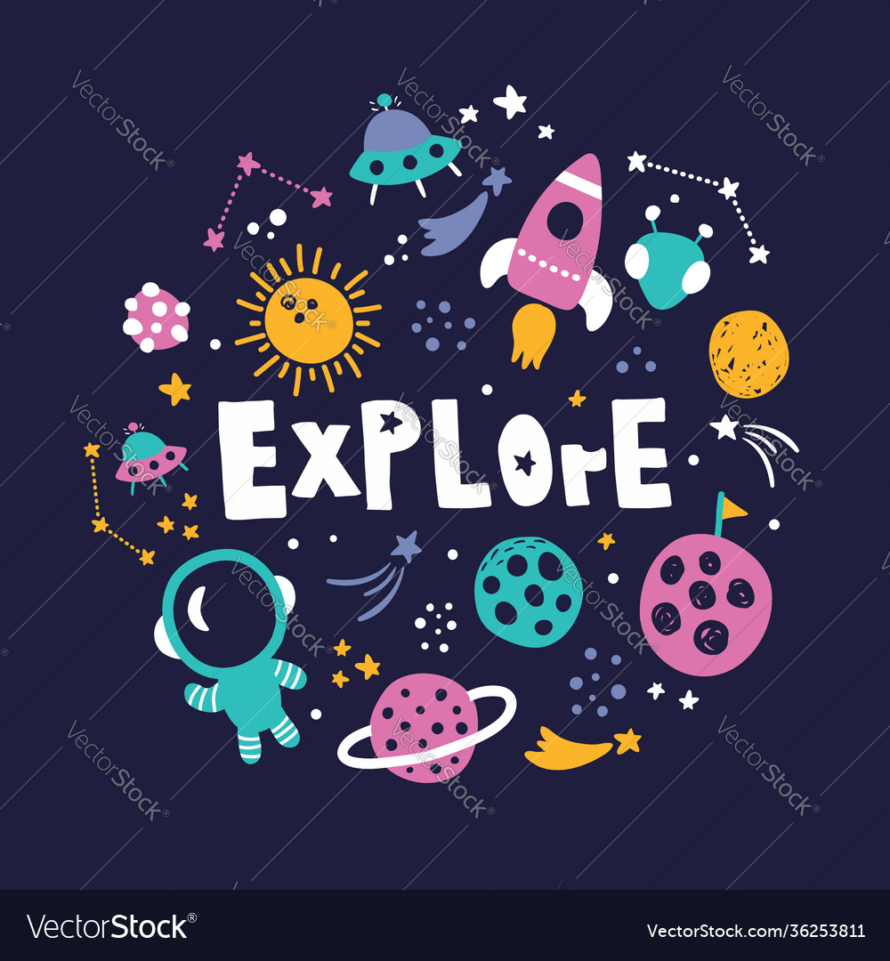 Space explore circle Royalty Free Vector Image