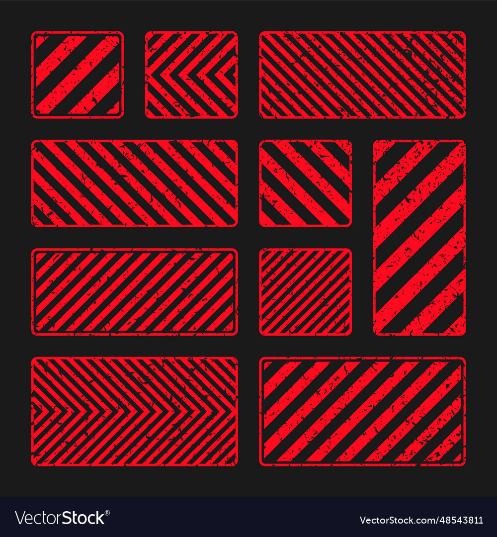 Various red grunge warning signs with diagonal Vector Image