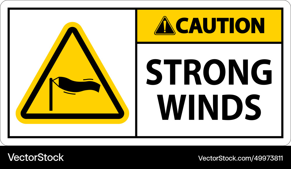 Water safety sign caution - strong winds Vector Image